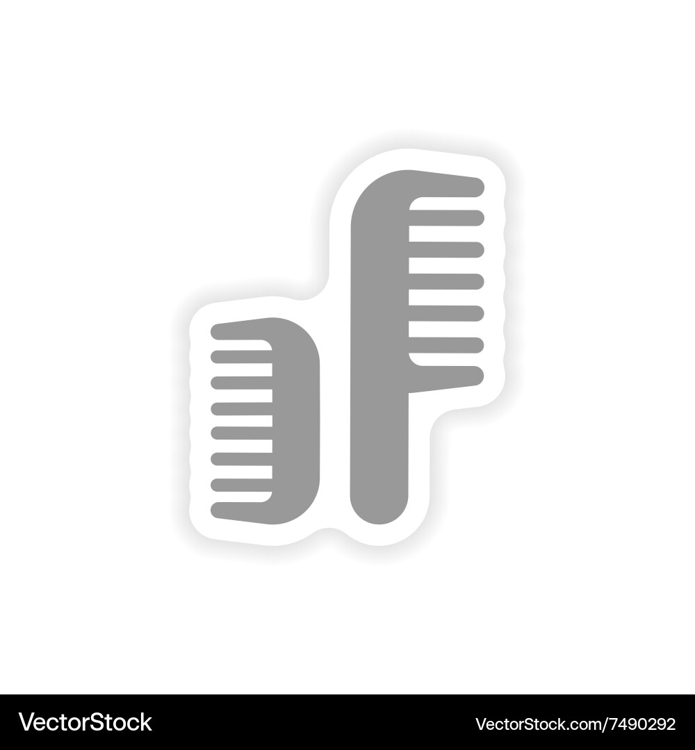 Stylish paper sticker on white background combs Vector Image
