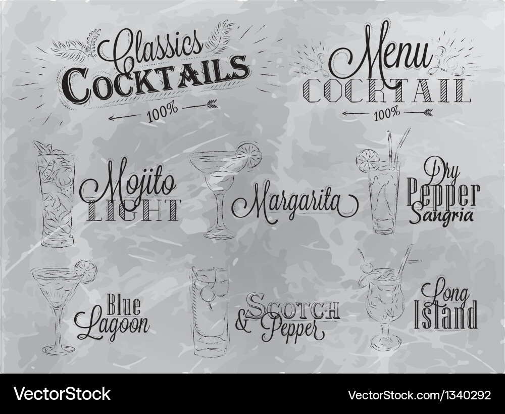 Vintage Cocktail Menu Royalty Free Vector Image