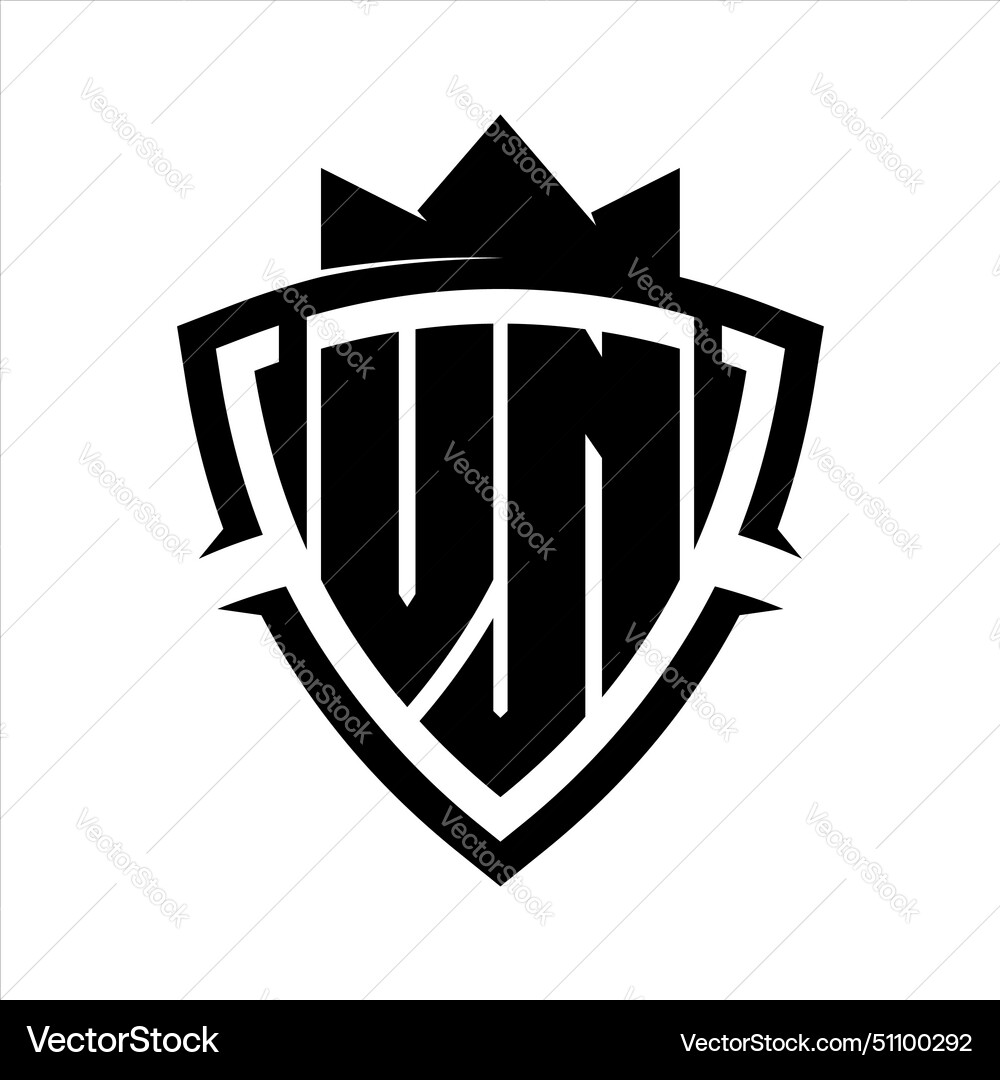 Vn letter bold monogram triangle curve shield Vector Image
