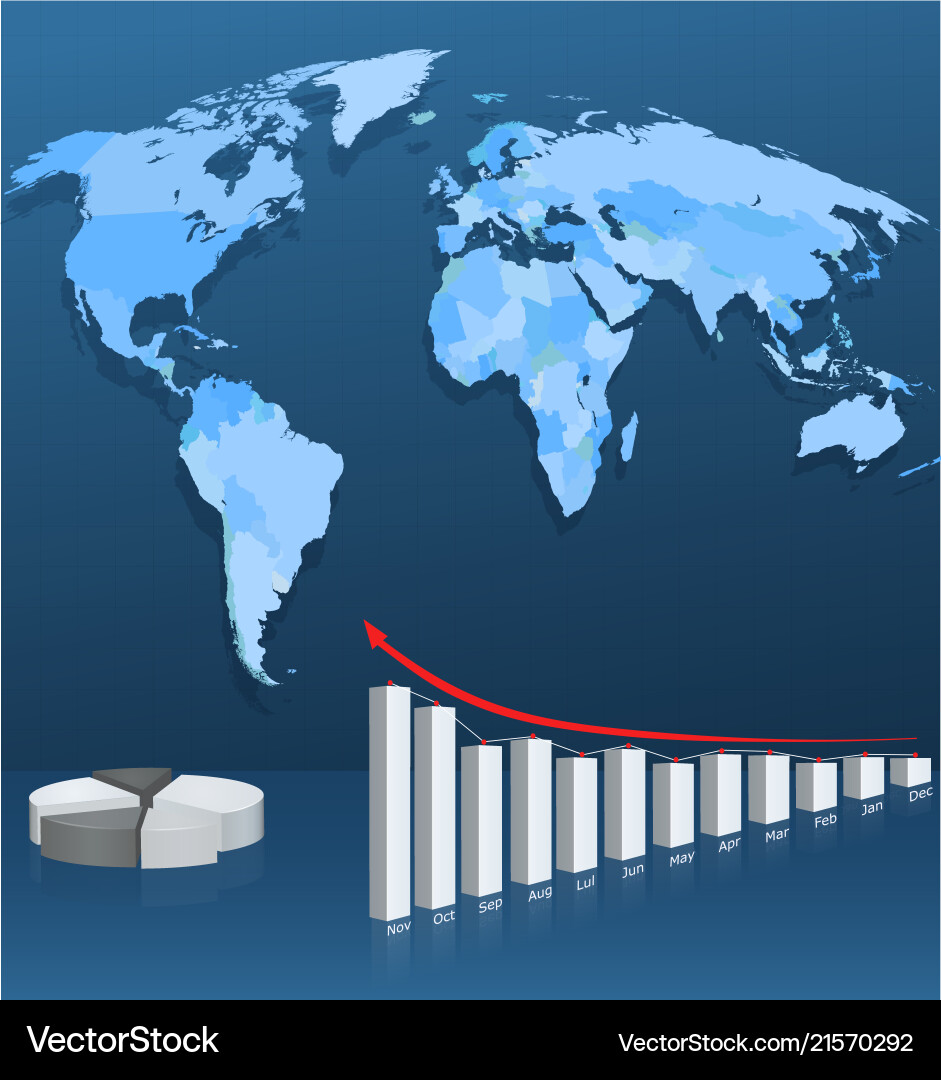 World map with the chart Royalty Free Vector Image