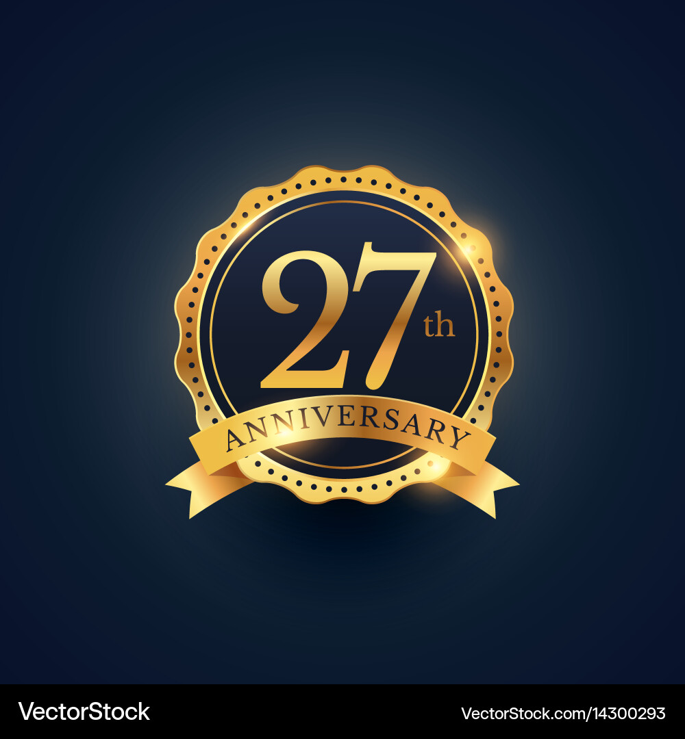 27th anniversary celebration badge label Vector Image