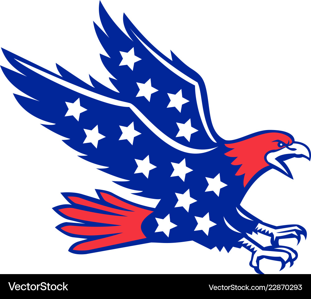 American eagle swooping stars icon Royalty Free Vector Image