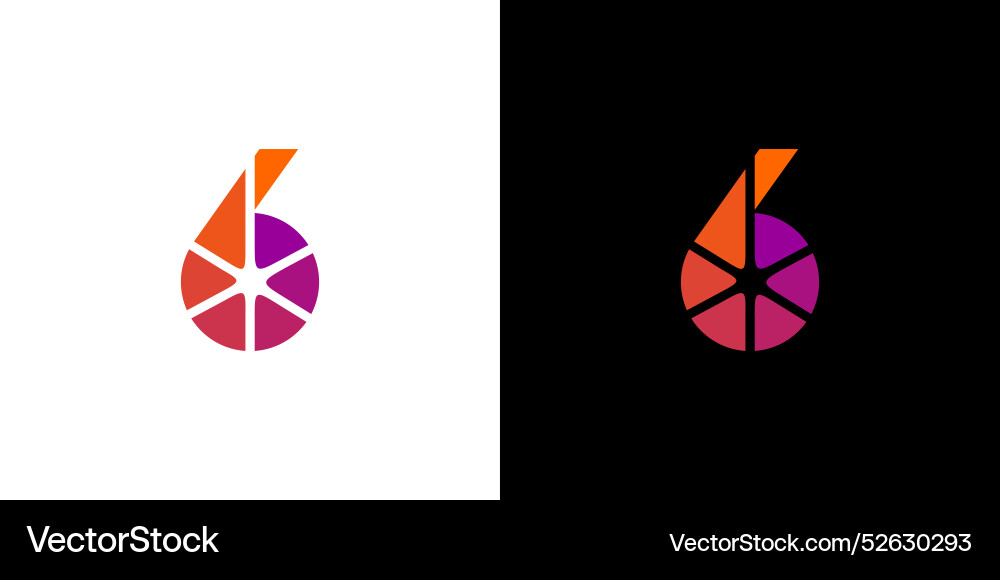 Colorful and modern number 6 logo design Vector Image