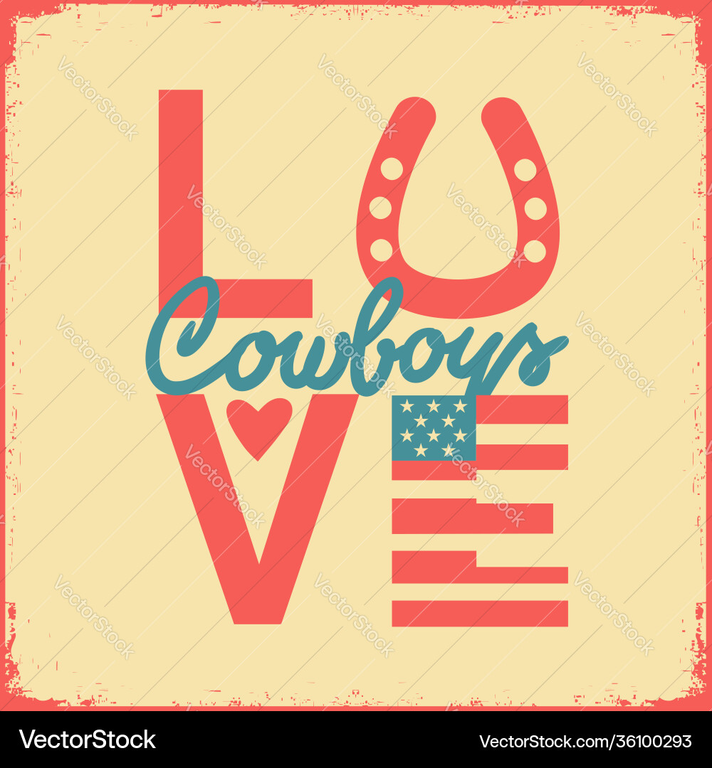 Country love cowboy printable symbol text Vector Image