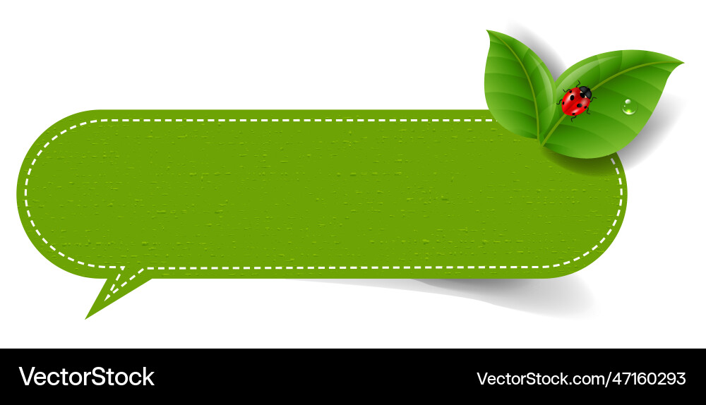 Green label with leaves Royalty Free Vector Image