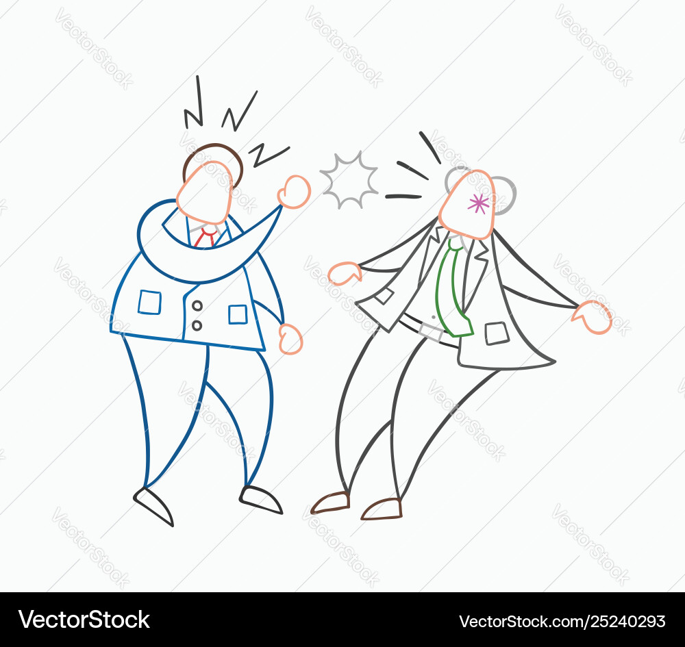 Hand-drawn angry businessman worker punched his Vector Image