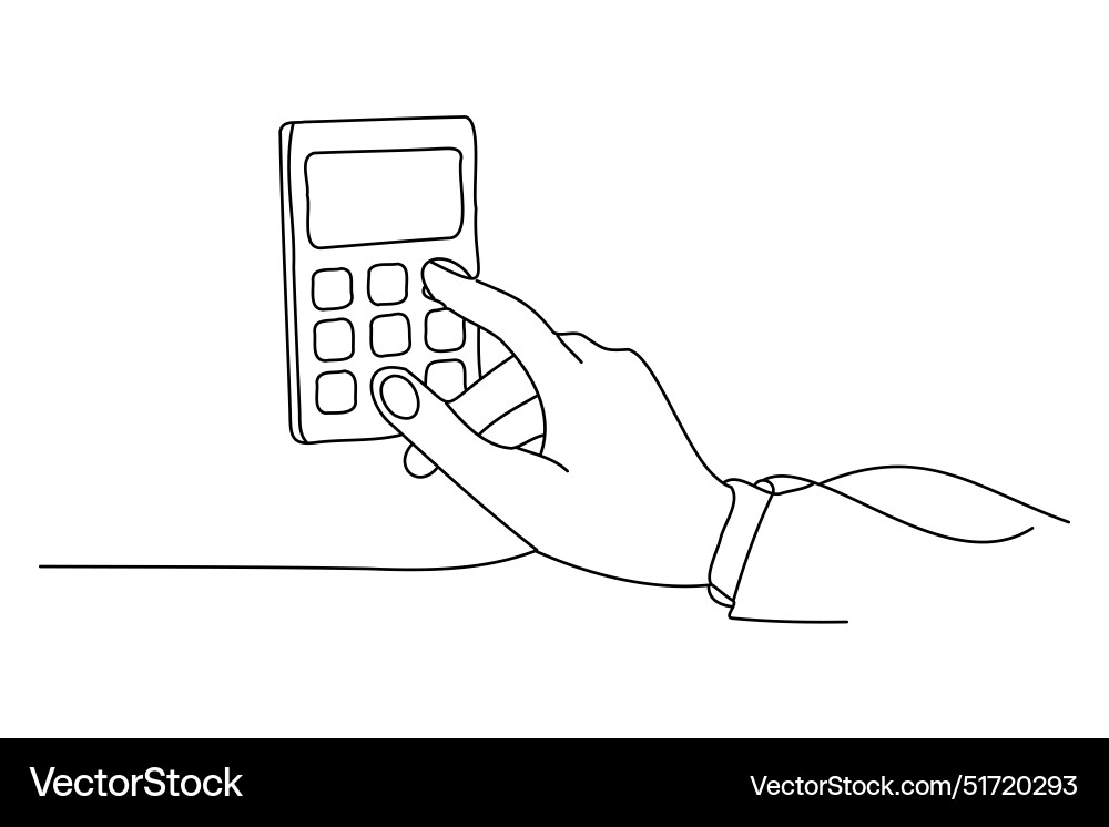 Hand of a businessman using calculator Royalty Free Vector