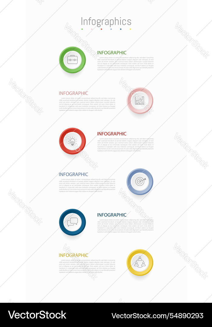 Infographic 6 options design elements Royalty Free Vector