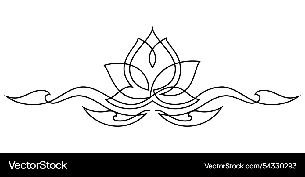 Lotus flower pattern line art divider continuous Vector Image