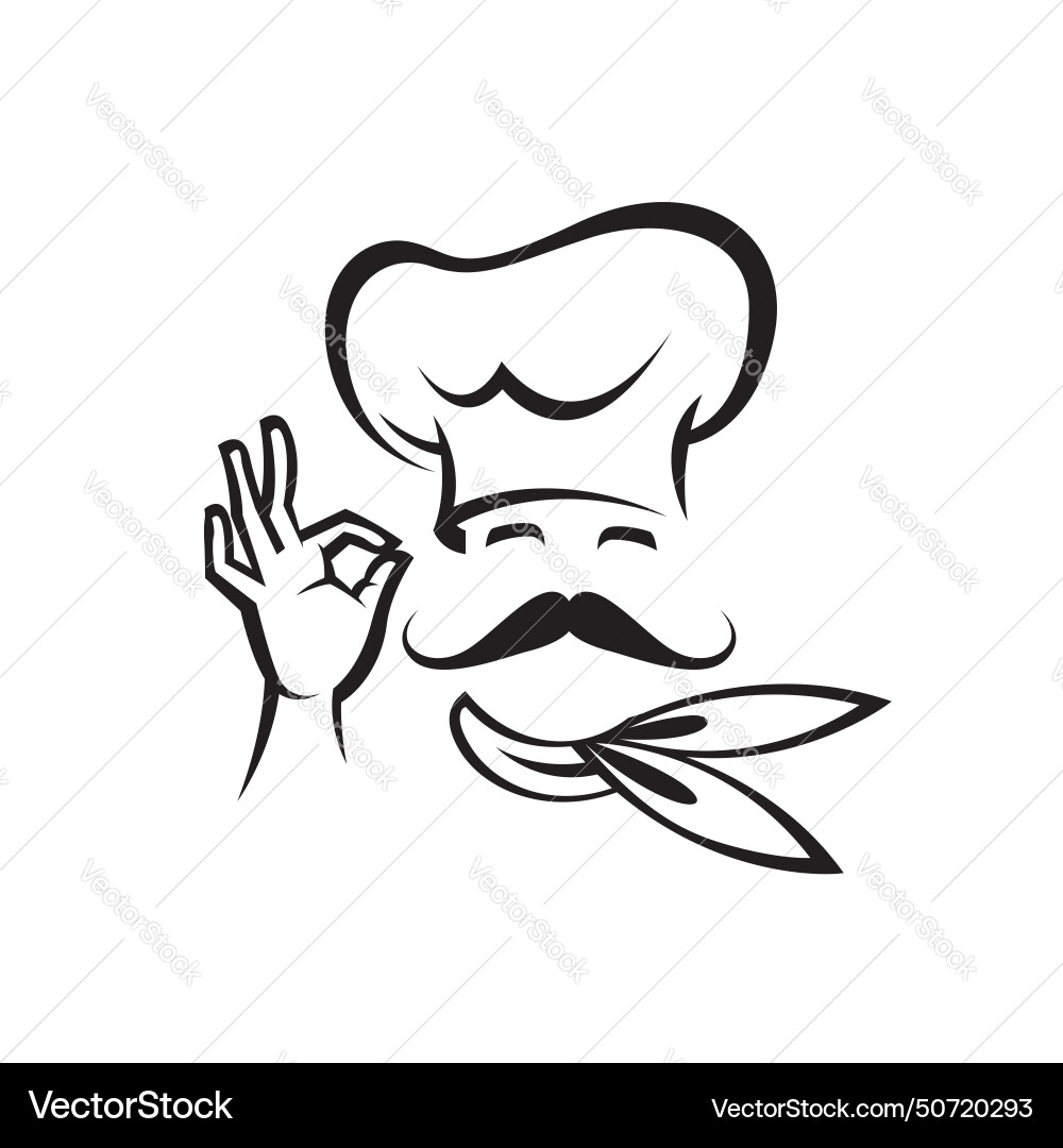 Moustache chef head Royalty Free Vector Image - VectorStock