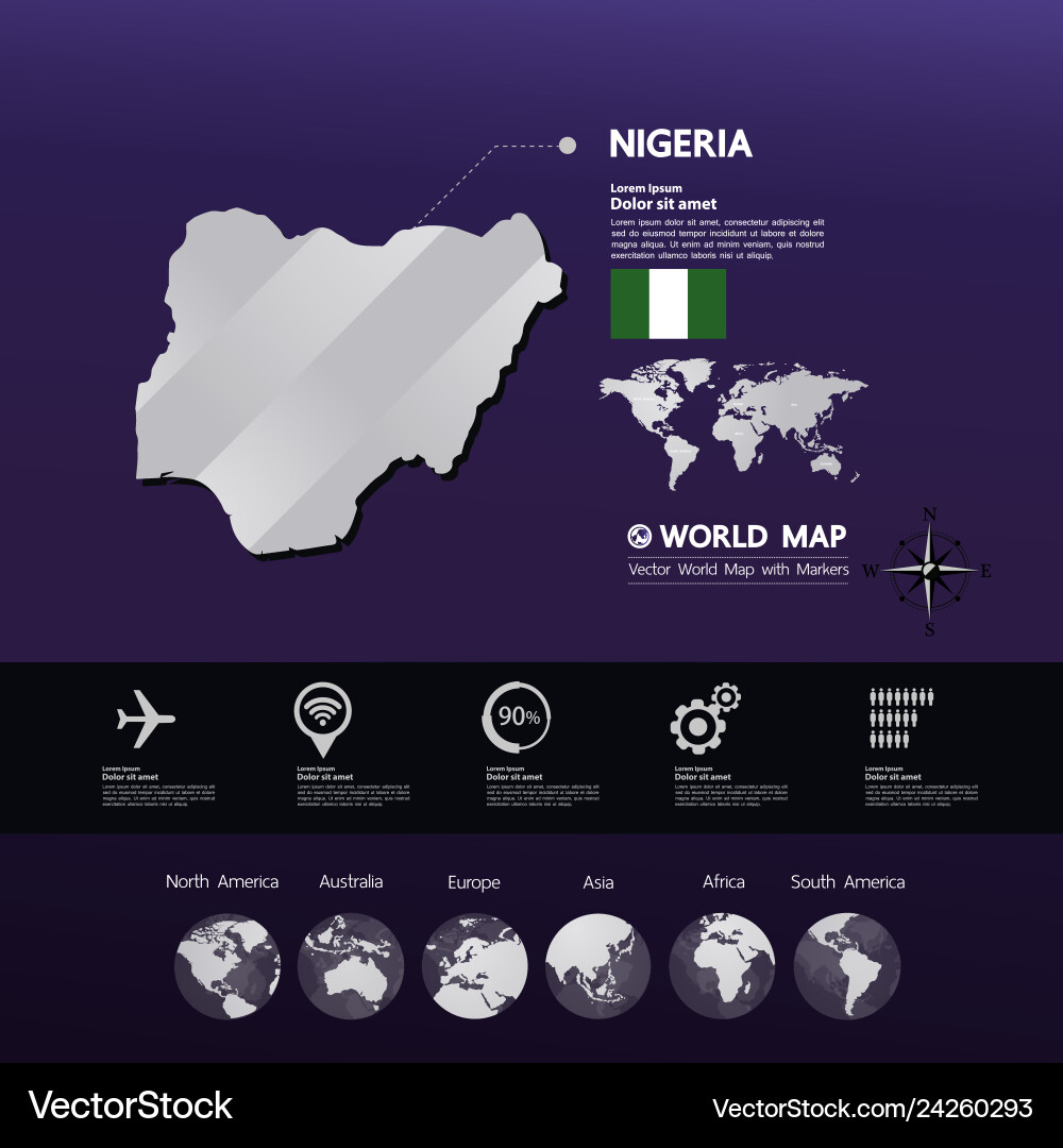 Nigeria map Royalty Free Vector Image - VectorStock
