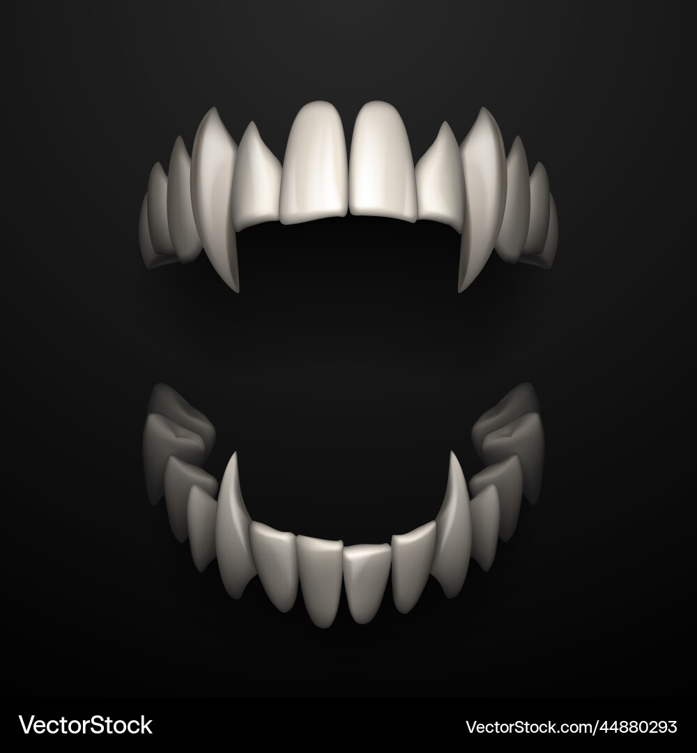 Open jaws with big fangs on black background Vector Image