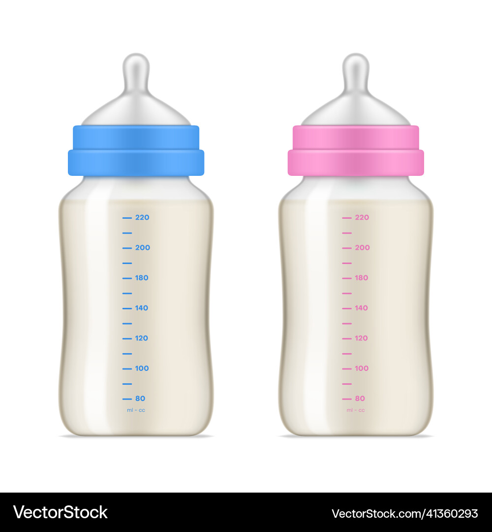 Realistic infant formula bottles set baby Vector Image