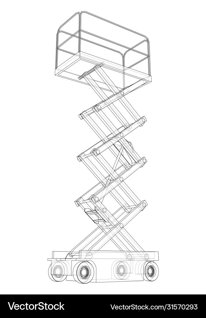Scissor lift concept outline Royalty Free Vector Image