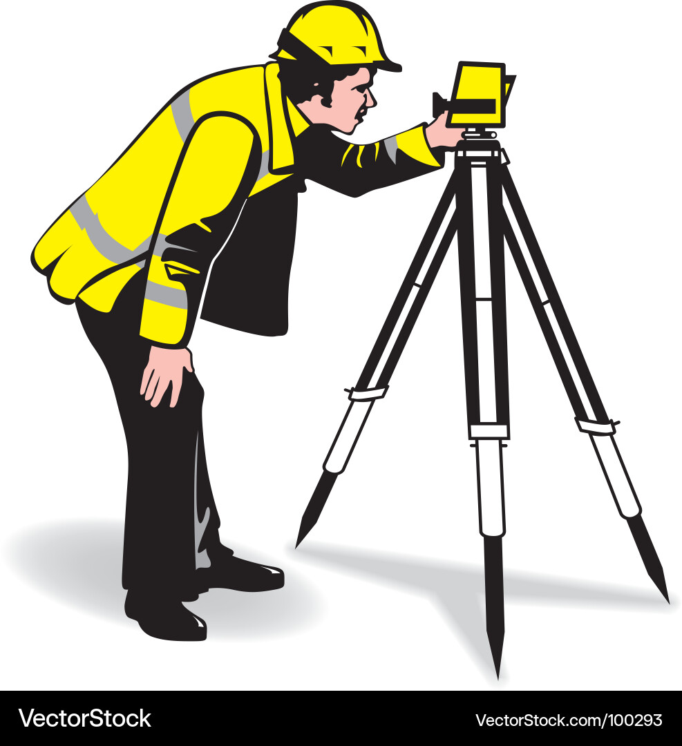 Surveyor with Triangulation Equipment Royalty Free Vector