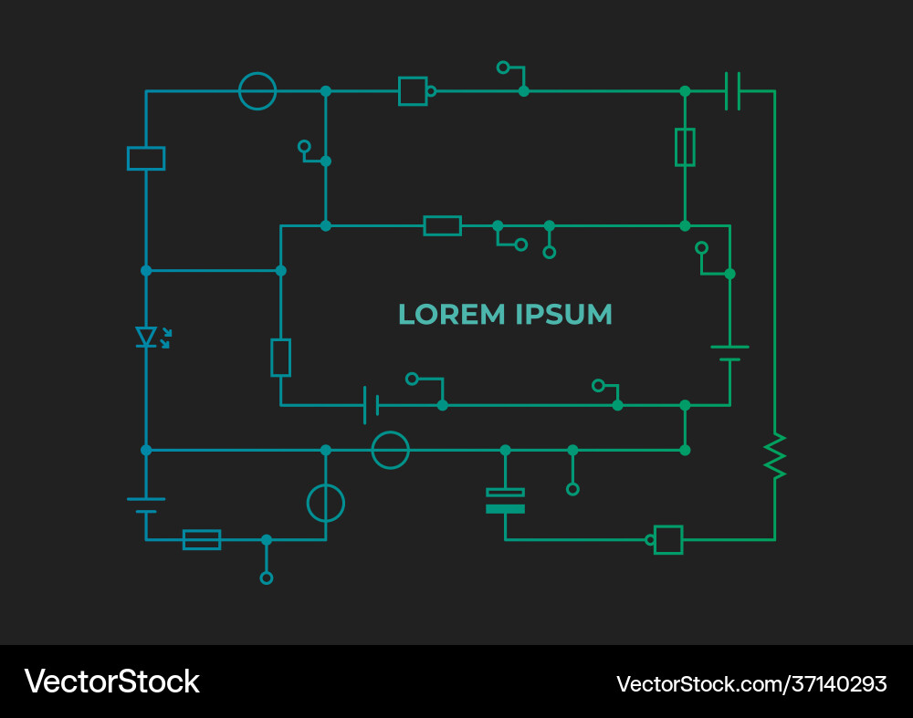 Template an electric circuit with inscription Vector Image