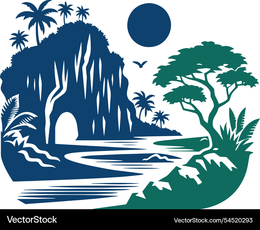 Tropical island landscape Royalty Free Vector Image