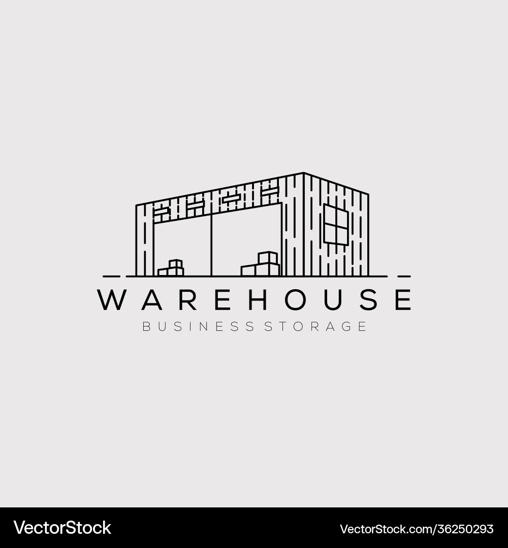 Warehouse industry line art logo design Royalty Free Vector