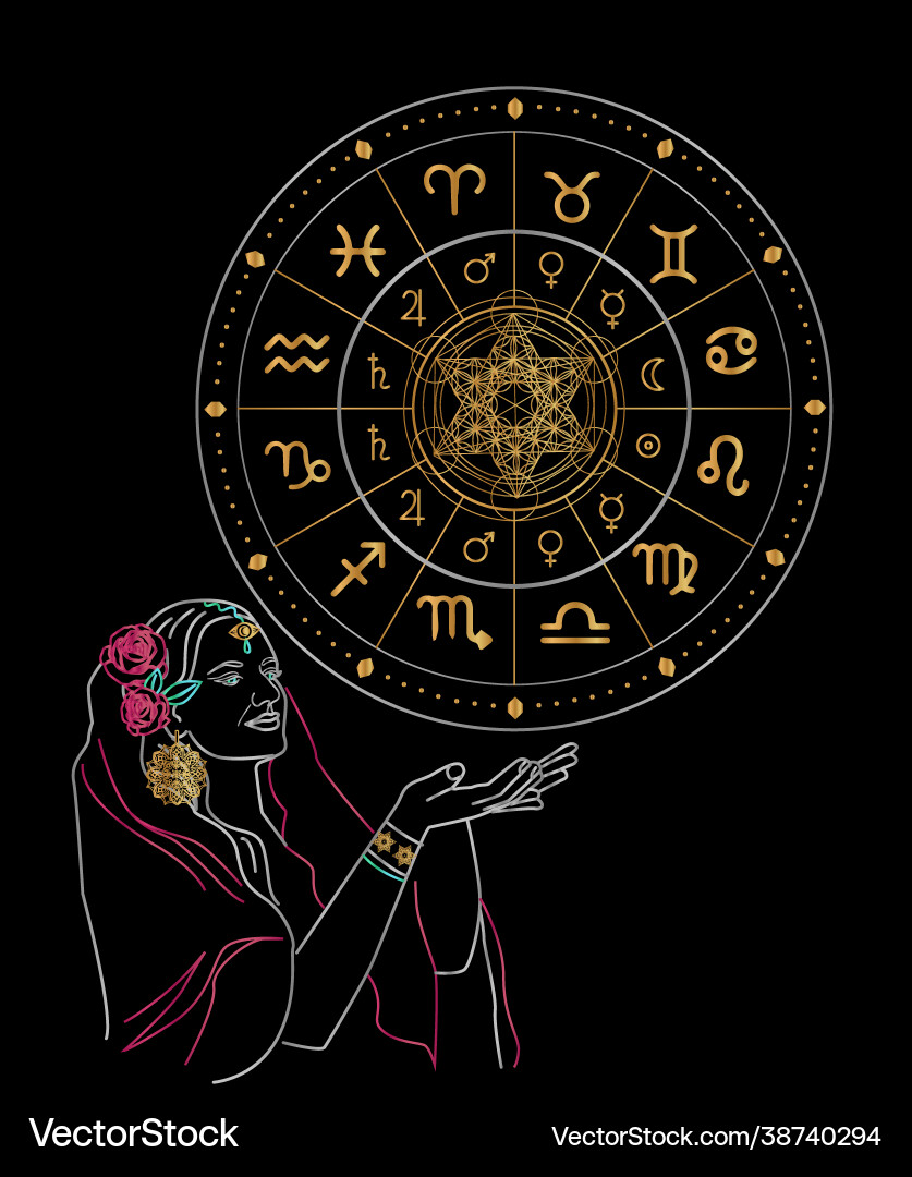 Astrology chart lady Royalty Free Vector Image