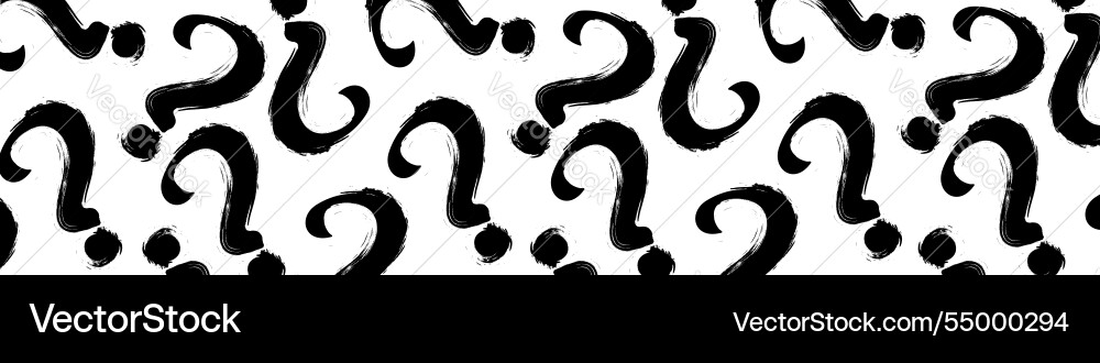 Black brush stroke question marks on white Vector Image