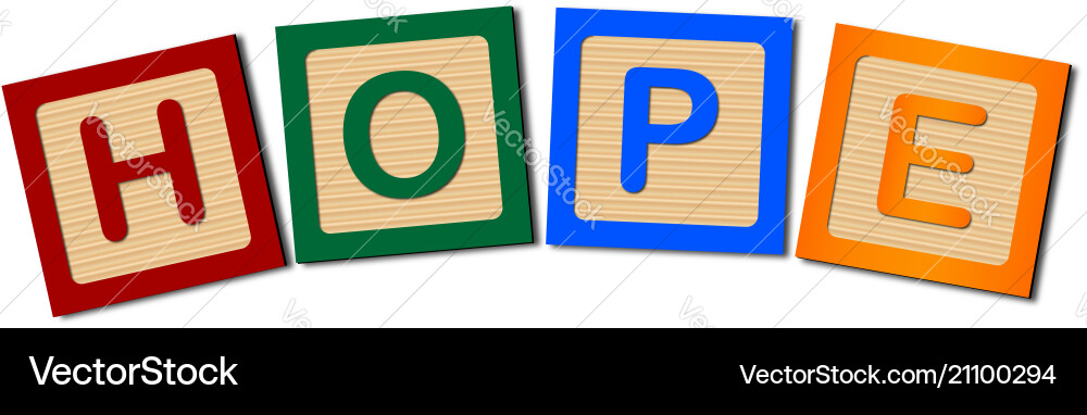 Block letters hope Royalty Free Vector Image - VectorStock