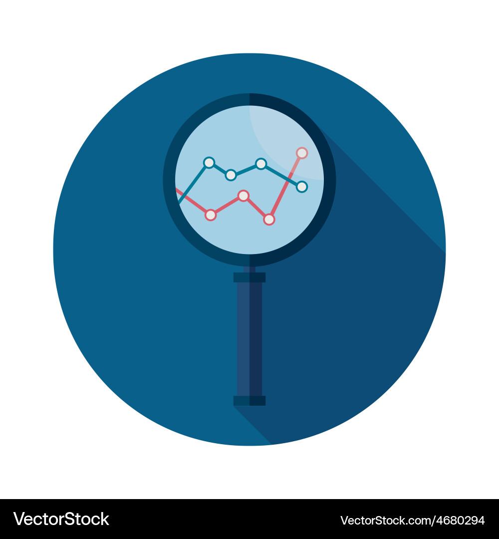 Business analysis symbol with magnifying glass ico