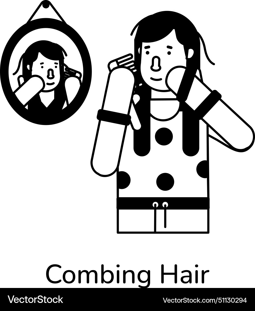 Combing hair Royalty Free Vector Image - VectorStock