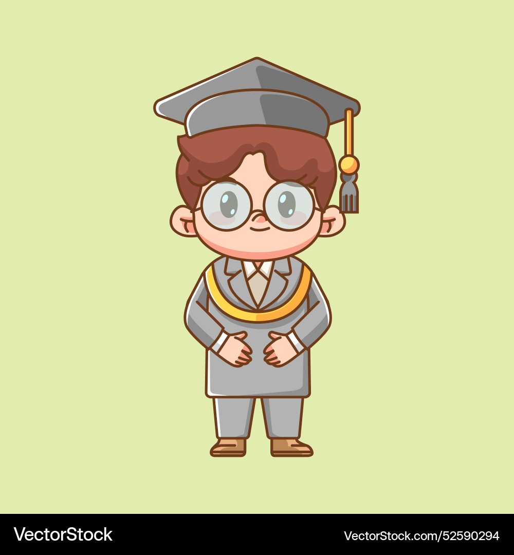 Cute happy graduation boy kawaii chibi character Vector Image