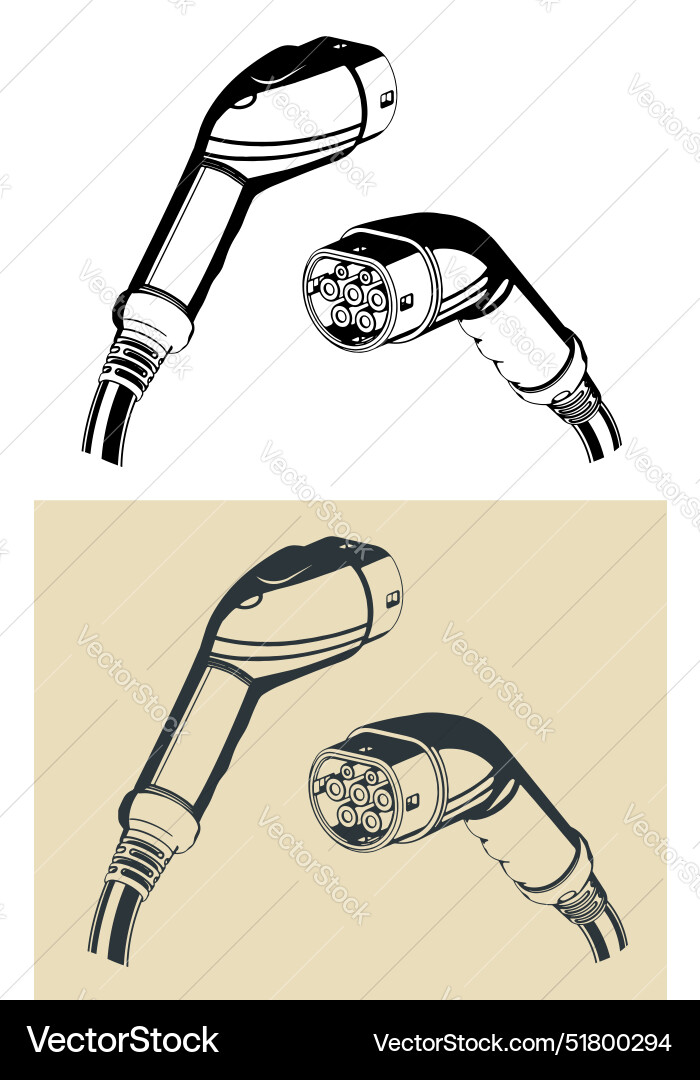 Ev charger type 2 plug Royalty Free Vector Image