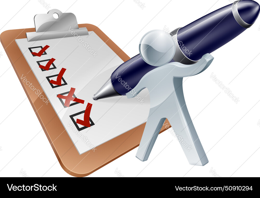 Feedback person and survey Royalty Free Vector Image