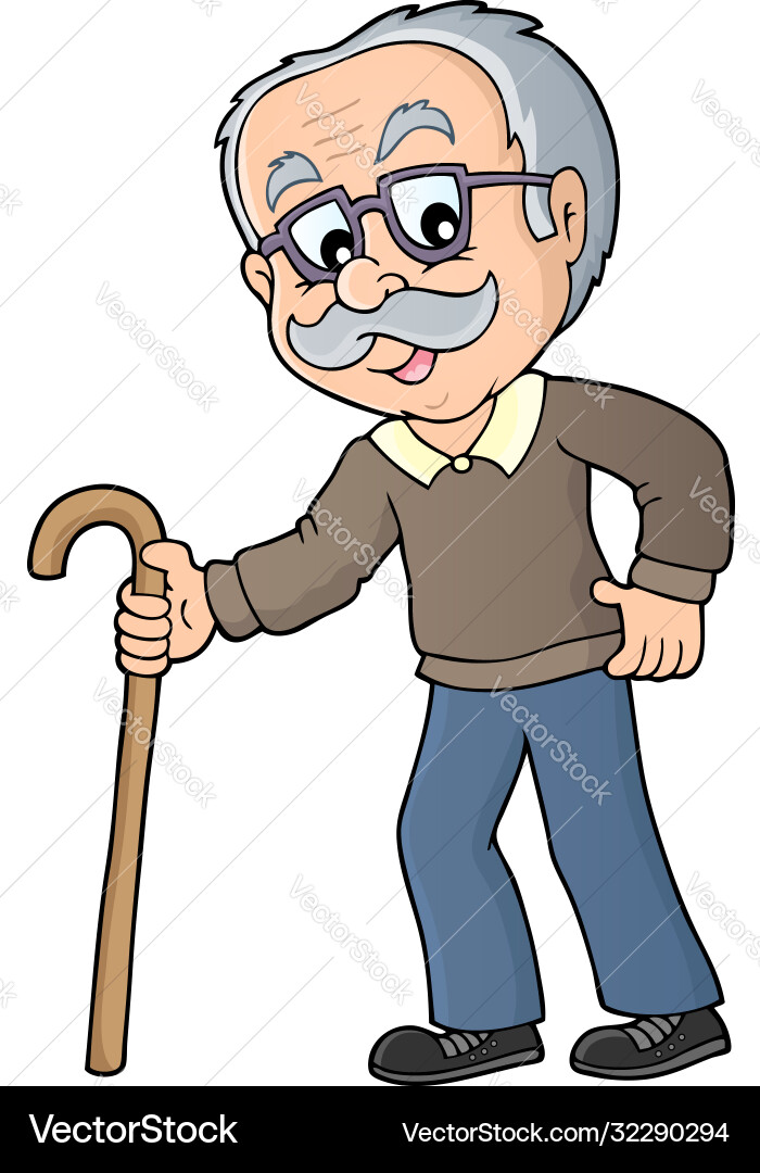 Grandpa with walking stick image 1 Royalty Free Vector Image