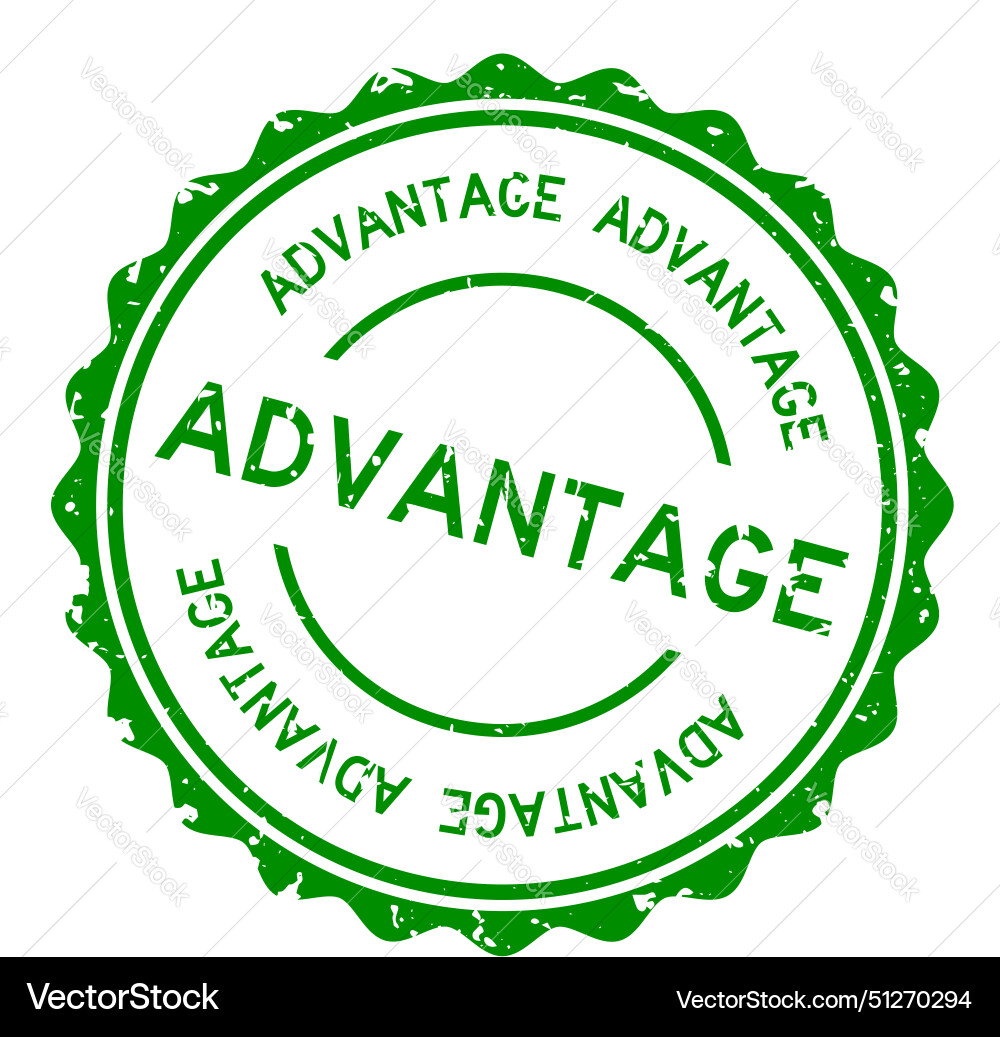 Grunge green advantage word round rubber seal Vector Image