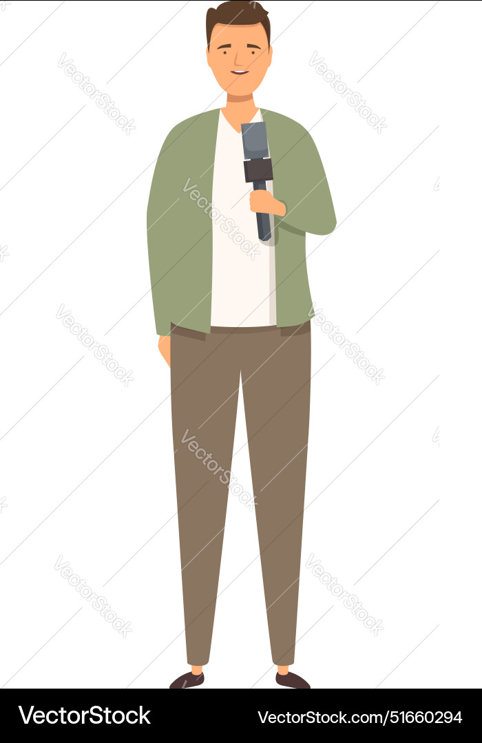 Journalist holding microphone making interview Vector Image