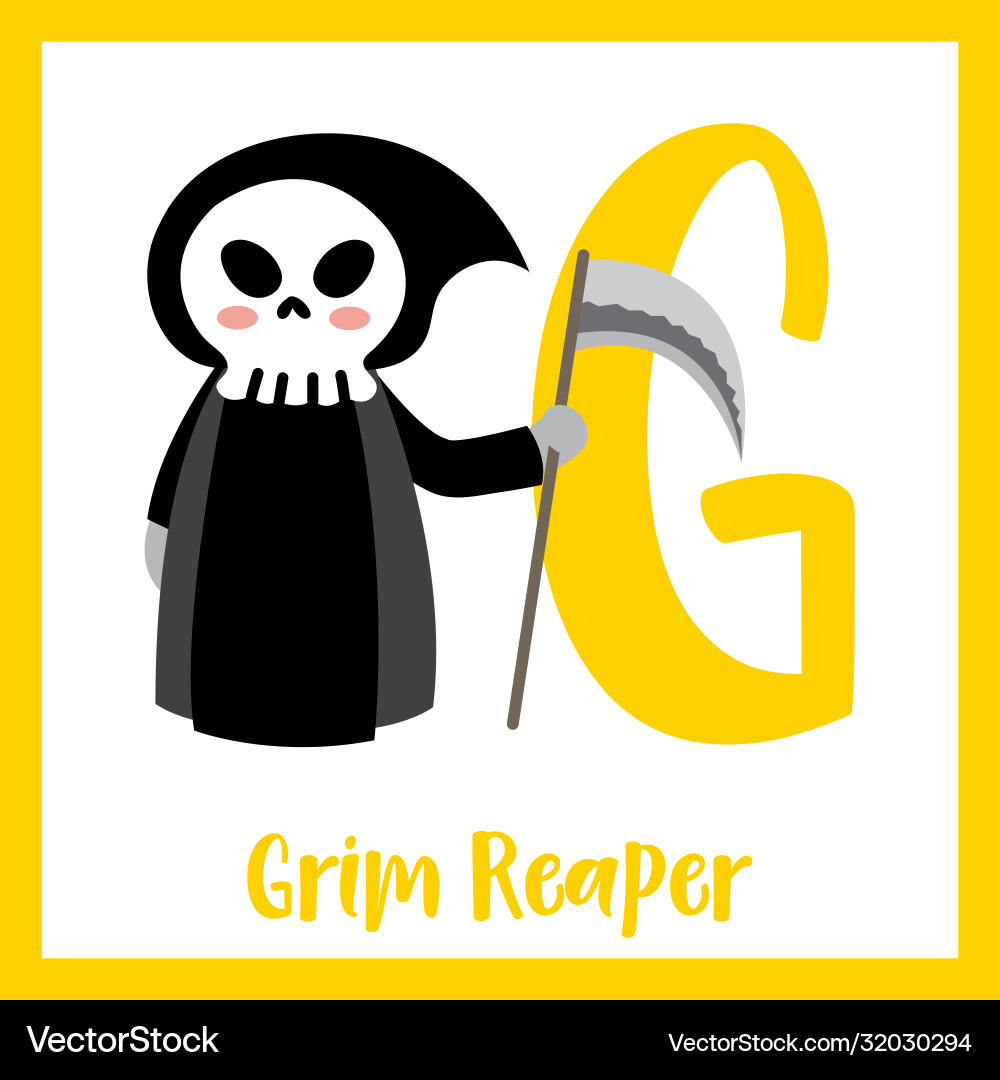 Letter g vocabulary grim reaper Royalty Free Vector Image