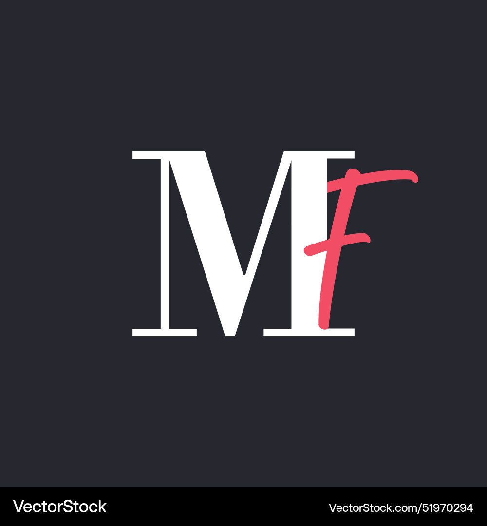 Letter mf logo perfectly blended initials Vector Image