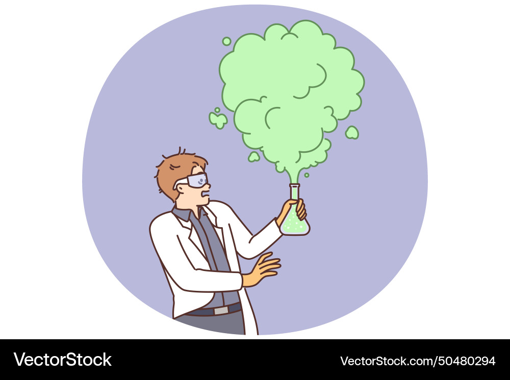 Mad chemical scientist man conducts dangerous Vector Image