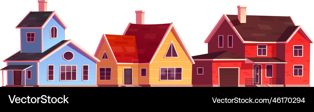 Modern building set for cottage village Royalty Free Vector