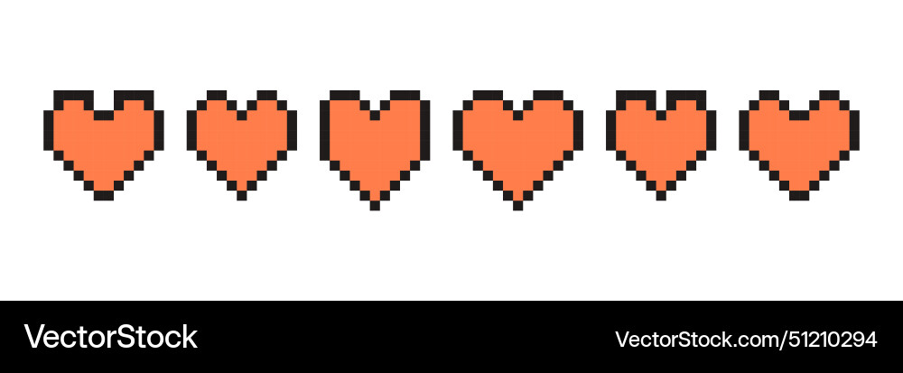 Pixel heart set in retro style vintage love Vector Image
