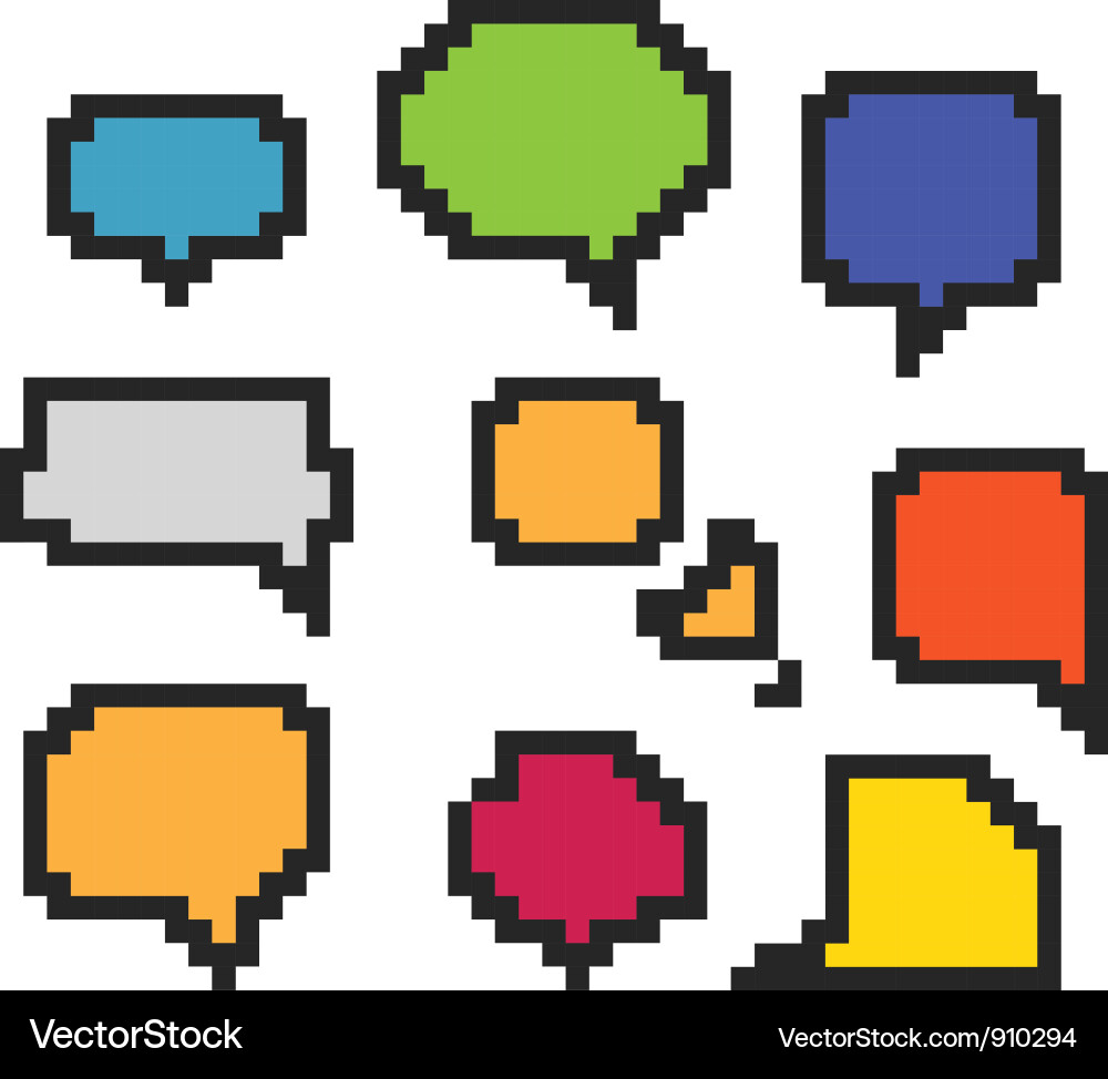 Pixel speech clouds Royalty Free Vector Image - VectorStock