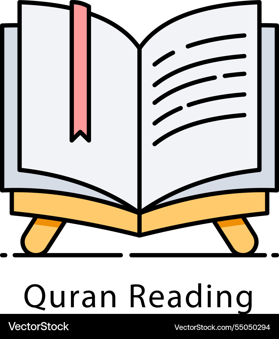 Quran reading filled icon Royalty Free Vector Image
