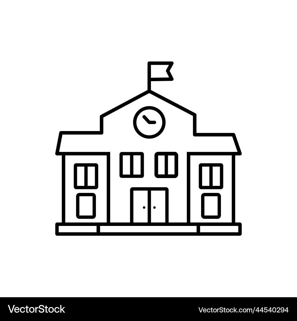 School building line icon pictogram Royalty Free Vector