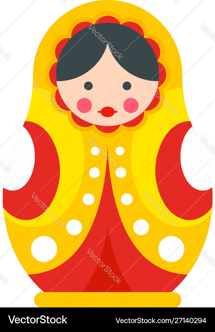Wood nesting doll icon flat style Royalty Free Vector Image