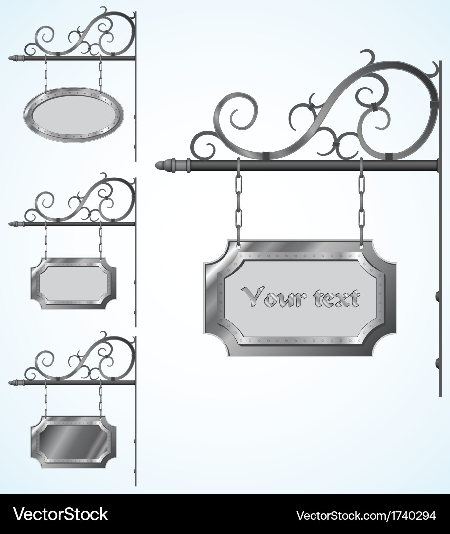 Wrought iron signs for old-fashioned design Vector Image