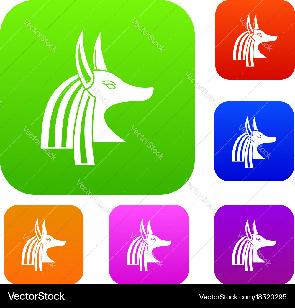 Ancient egyptian god anubis set color collection Vector Image