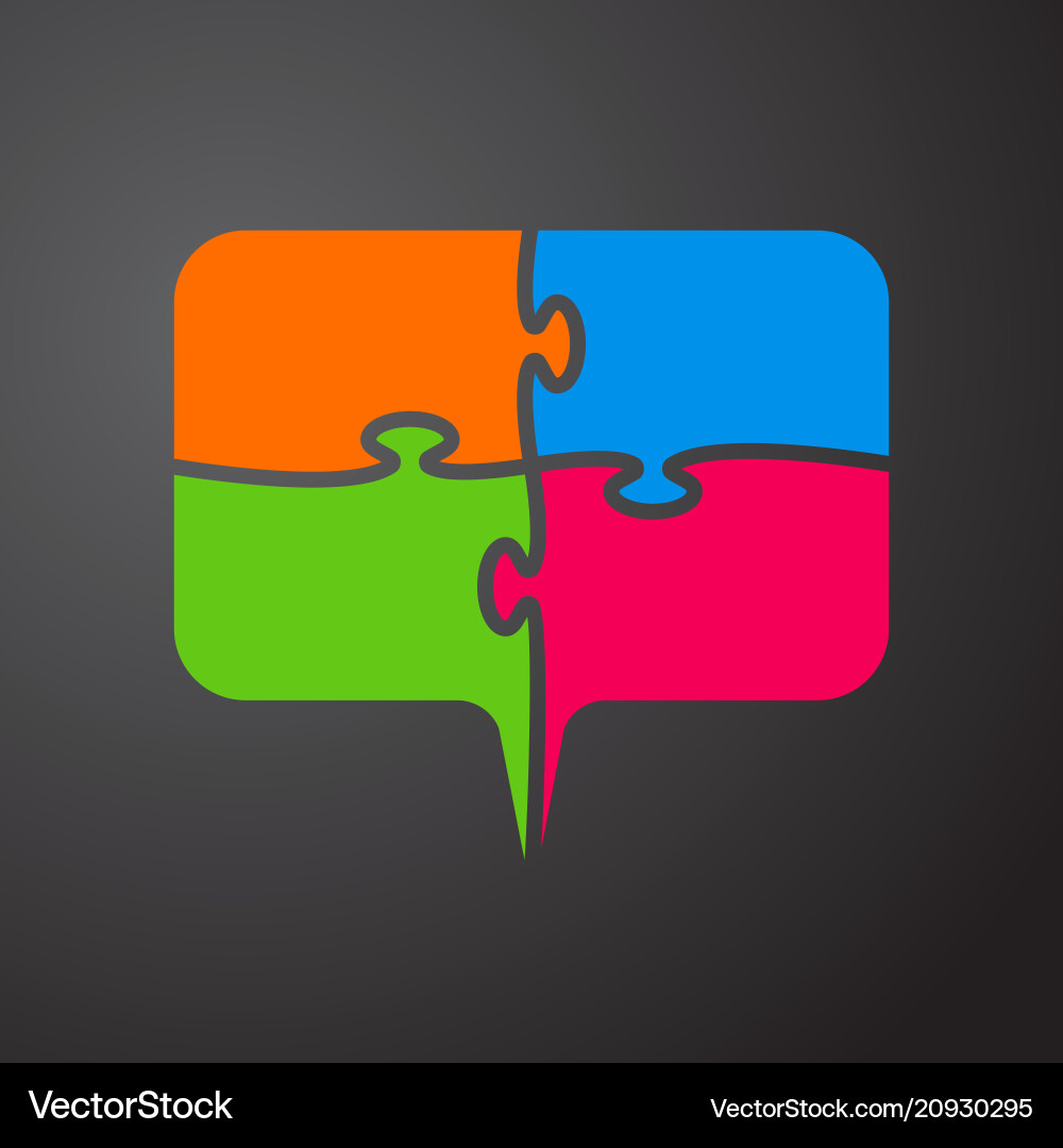 Chat speech bubble colorful puzzle 4 step Vector Image
