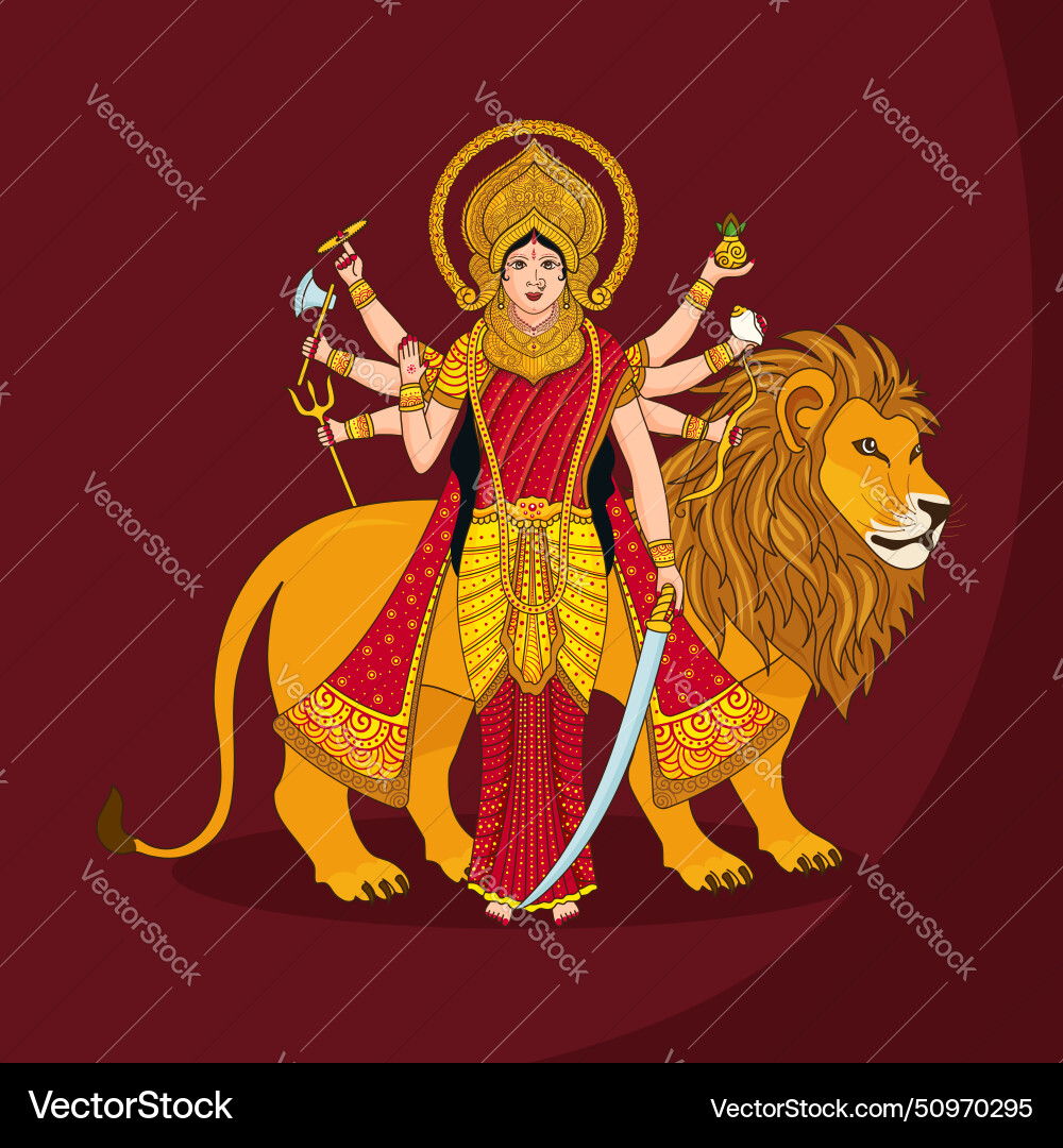 Durga character iiiustration Royalty Free Vector Image