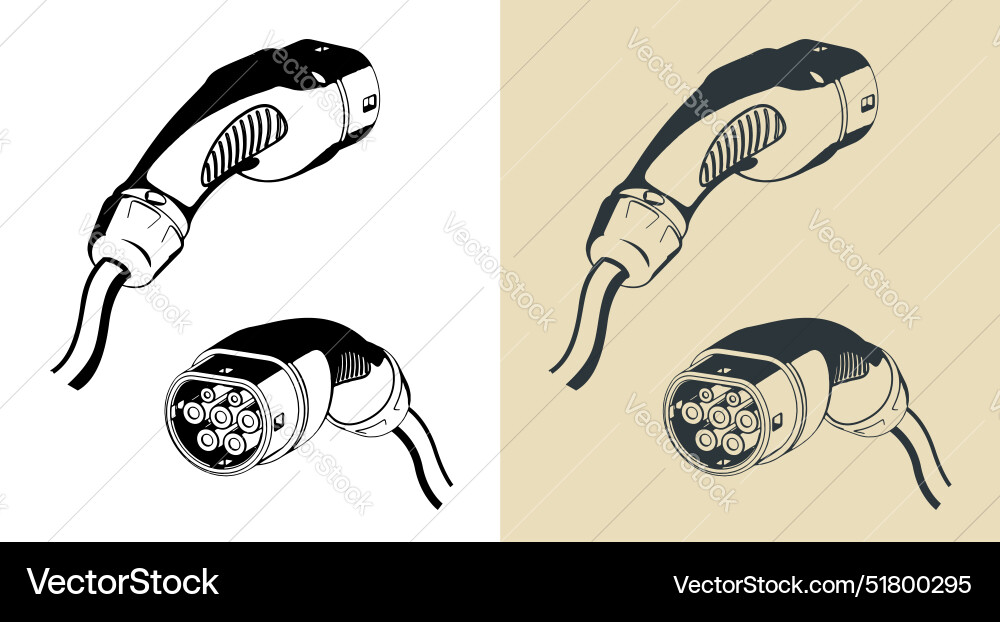 Ev charger type 2 plug Royalty Free Vector Image