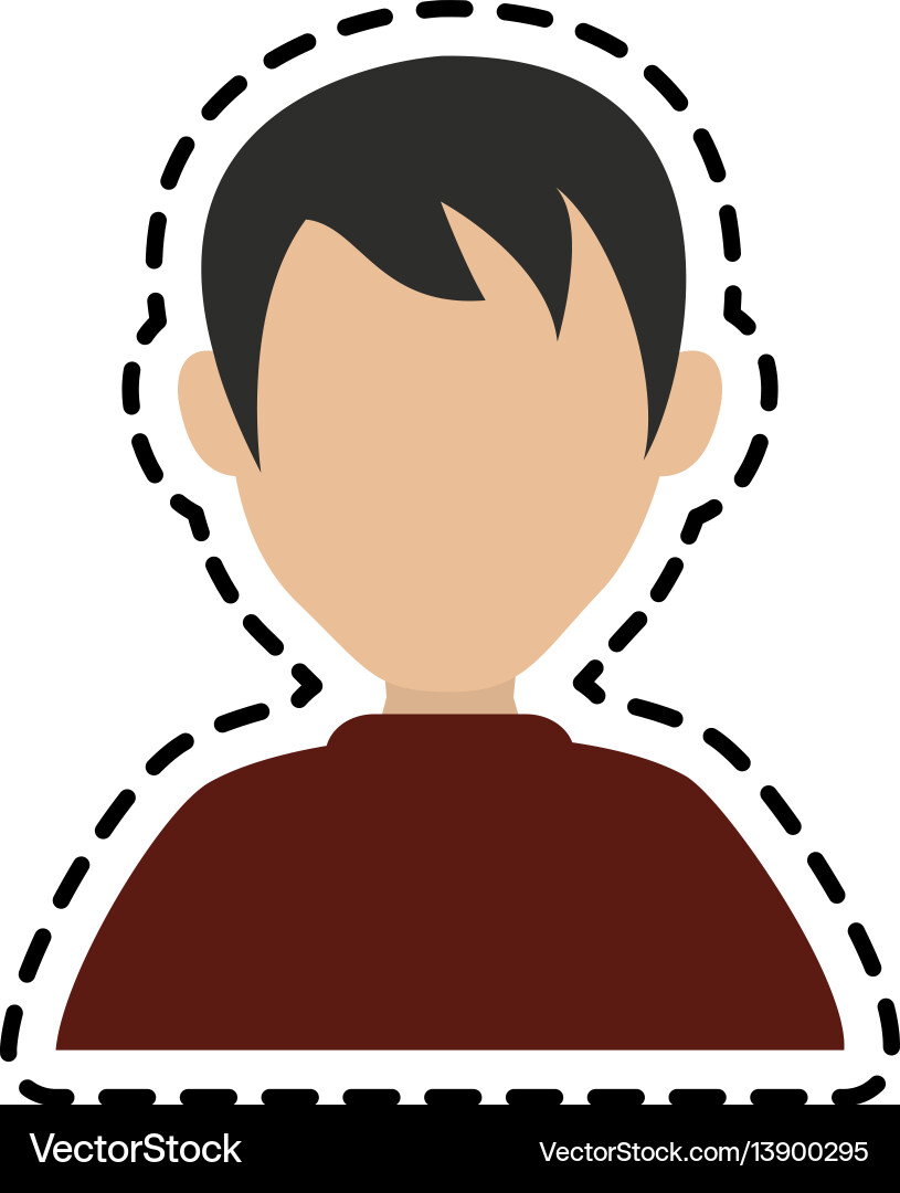 Faceless man with dark hair icon image Royalty Free Vector