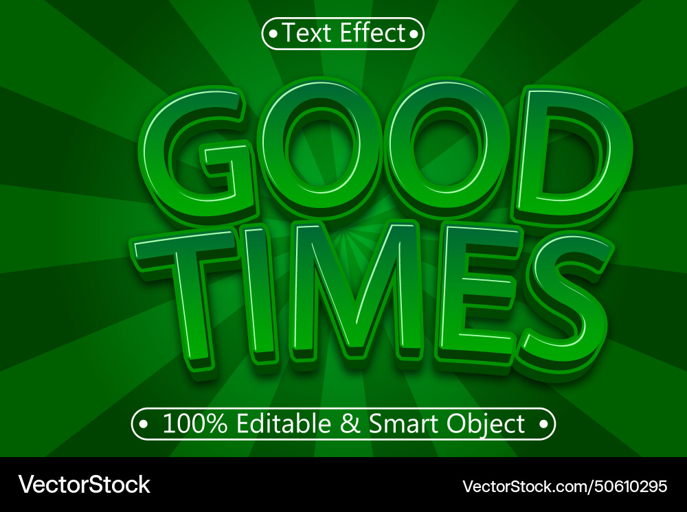 Good times editable text effect 3 dimension Vector Image