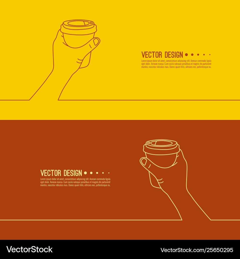 Hand holding coffee cup Royalty Free Vector Image